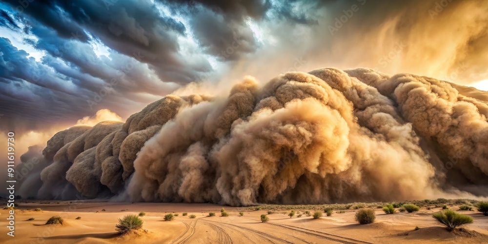 Dust Storm in the Desert, a Dramatic Composition of Sand and Sky, Storm ...