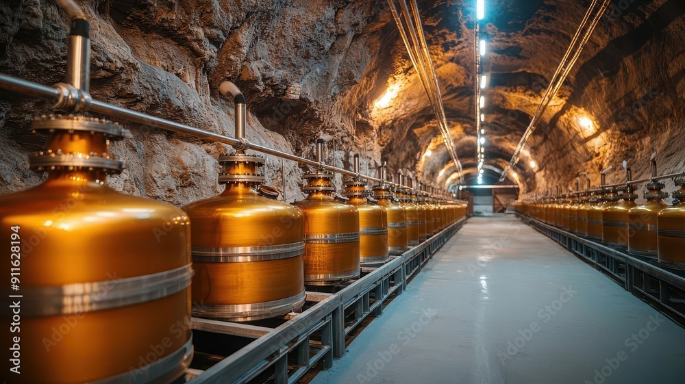 Illegal distillery operating in a remote underground cave, producing ...