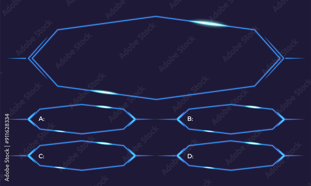 Quiz Game Blue Neon Frame UI. Intellectual Challenge Game Questions ...