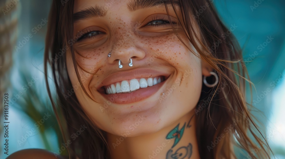Young Smiling pretty girl beauty female gen z model beautiful face ...