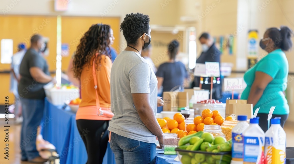 A community health fair with booths on nutrition, exercise, and mental ...