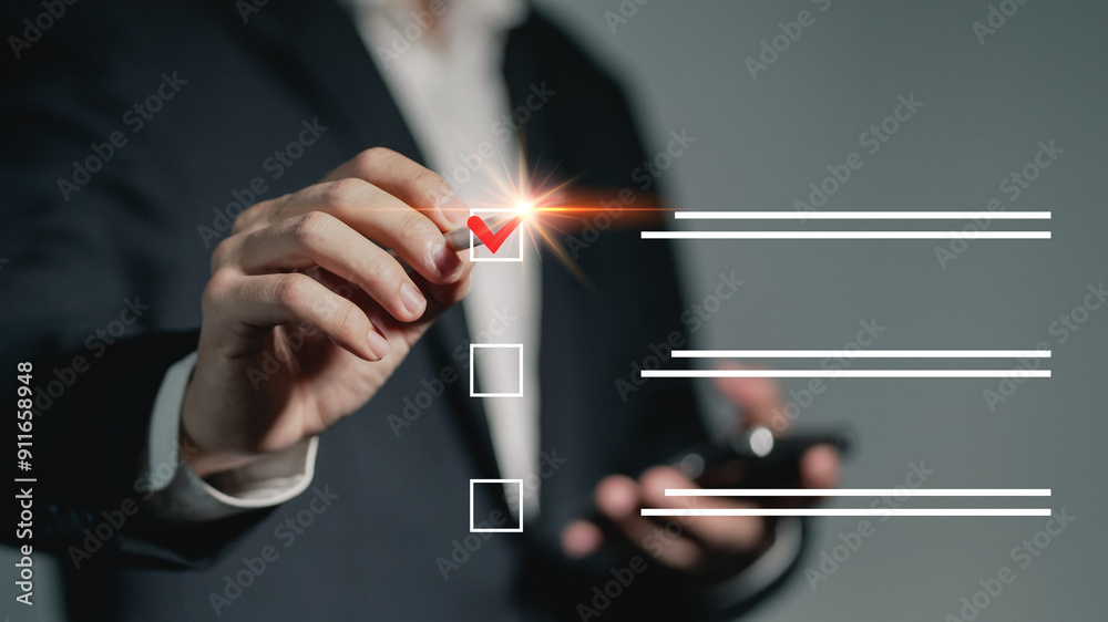 Checklist concept, Survey form concept. Questionnaire with checkboxes ...