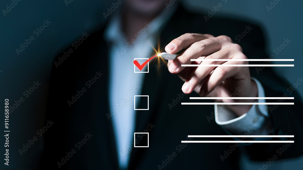 Checklist concept, Survey form concept. Questionnaire with checkboxes ...