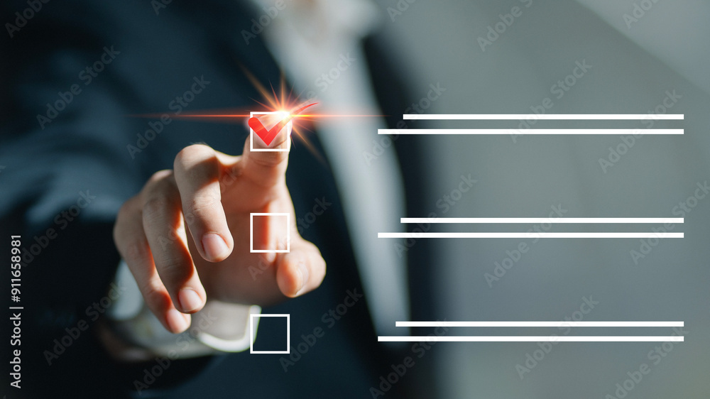 Checklist concept, Survey form concept. Questionnaire with checkboxes ...