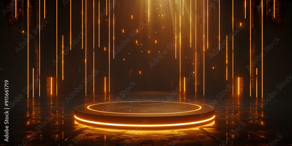 Beautiful Stage Background with Golden Light and Luxury Feel Stock ...