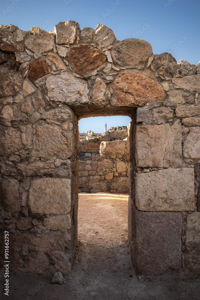Vertical Stone Door in Amman Citadel. Beautiful Stony Gate during ...