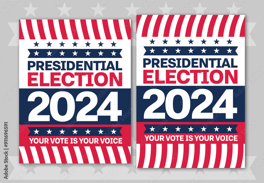 Presidential Election 2024 Posters Layout Design Stock Template | Adobe ...