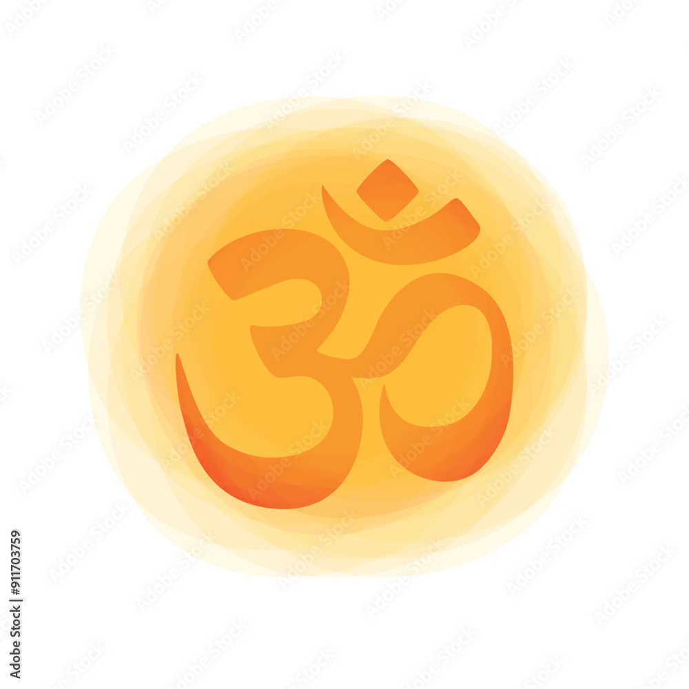 Om or Aum Indian sacred sound. The symbol of the divine triad of Brahma ...