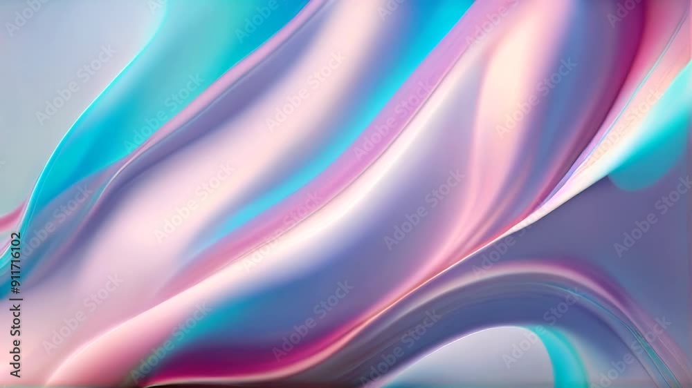 Animated 3D waving cloth texture. Liquid holographic background. Smooth ...