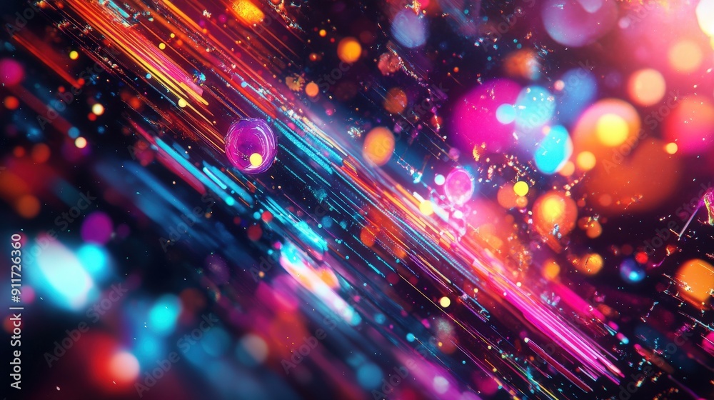 Futuristic background with colorful neon lights and whimsical digital ...