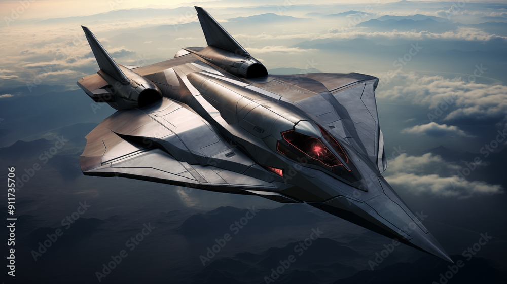 High-Tech Stealth Fighter Jet With Angular Design and Dual Engines ...