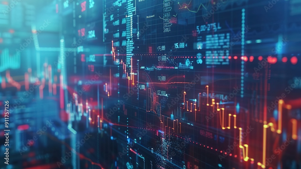 Stock market abstract finance background with graph, chart bars and ...