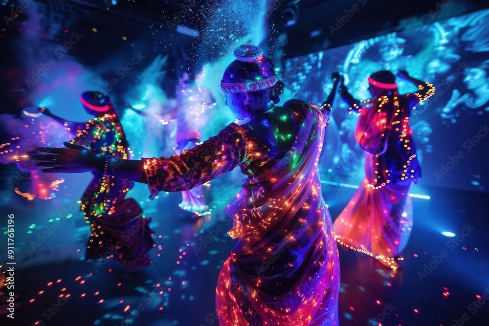 holographic holi festival celebration with animated color explosions ...
