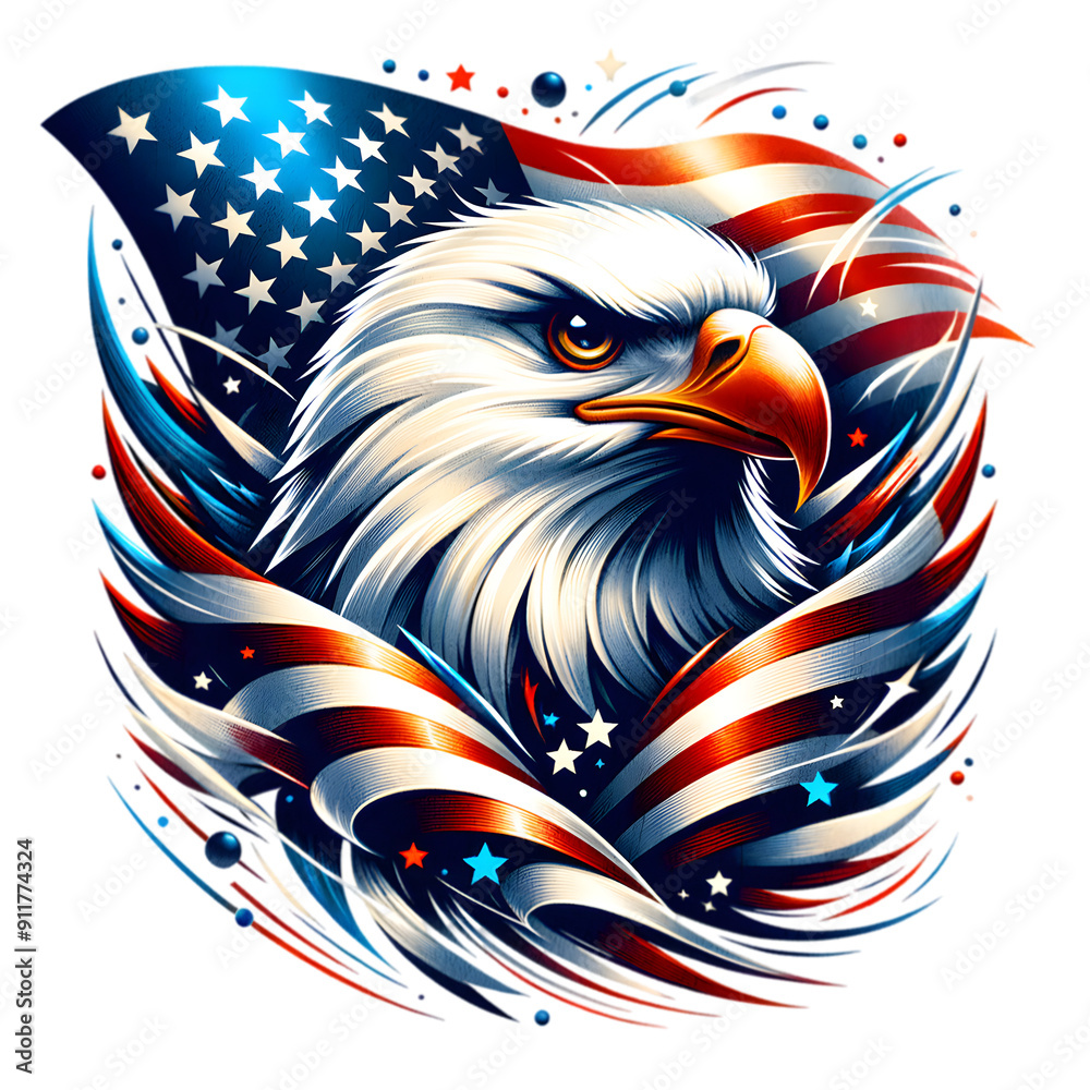 American Eagle Soaring: A majestic Bald Eagle, the symbol of the United ...