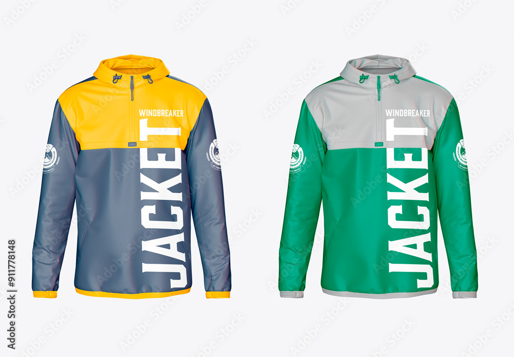 Windbreaker Jacket Mockup Stock Template | Adobe Stock