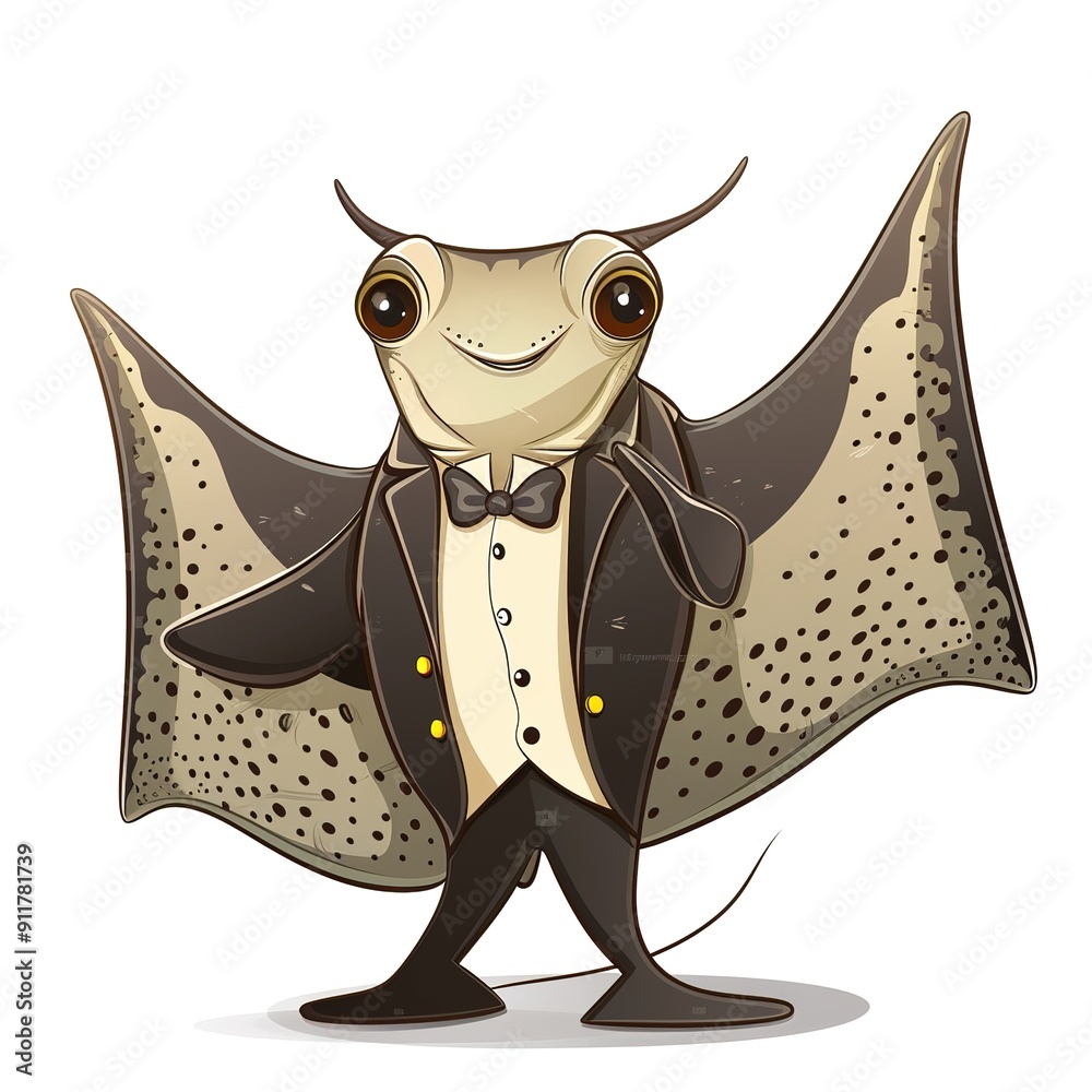 Manta Ray Smart Casual animal fashion cartoon isolated whitebackground ...