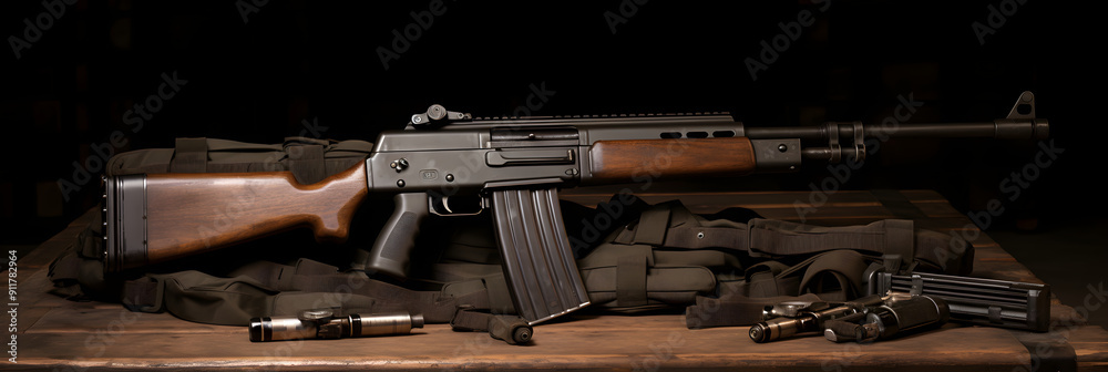 Detailed Overview of a Semi-Automatic FN FAL Rifle with its Components ...