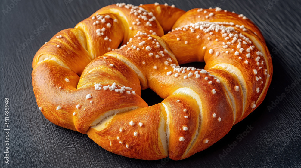 Traditional German food Pretzel with a golden-brown crust, twisted into ...