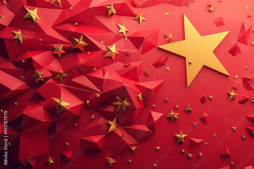 This creative interpretation of the Chinese flag features a vibrant red ...