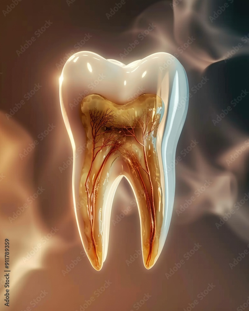 Anatomical intricacy: tooth structure, nerve, with a visible ...