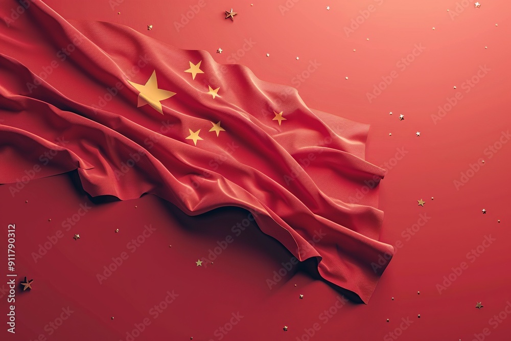 This creative interpretation of the Chinese flag features a vibrant red ...