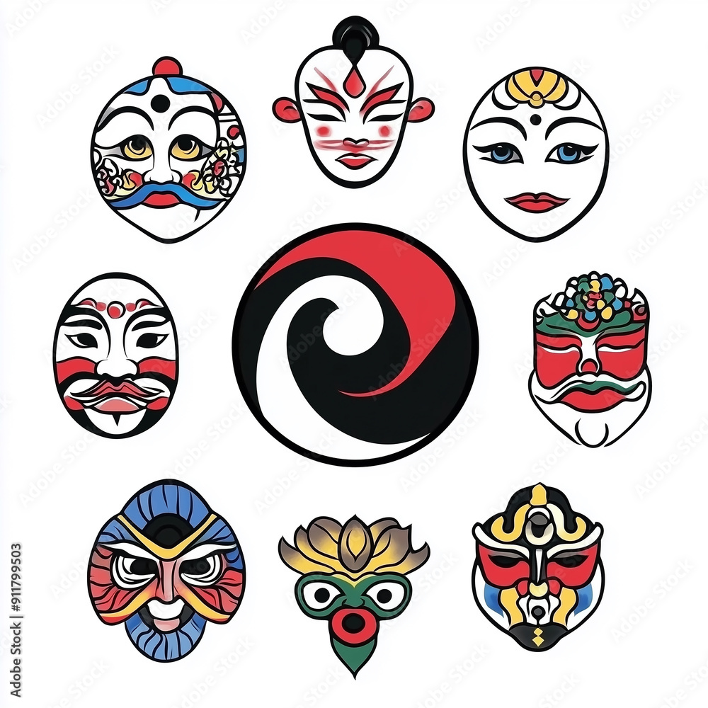 Tattoo that combines various symbols of Korean culture, such as the ...