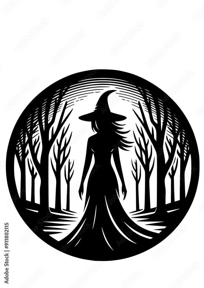 Witch in spooky forest SVG, Mythical witch SVG, Fairy Tail SVG ...
