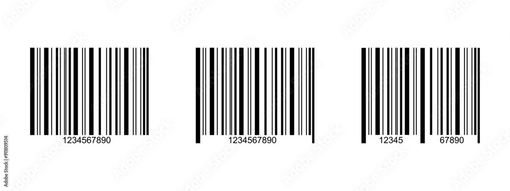 Set of barcode icons. Bar code label templates isolated on white ...