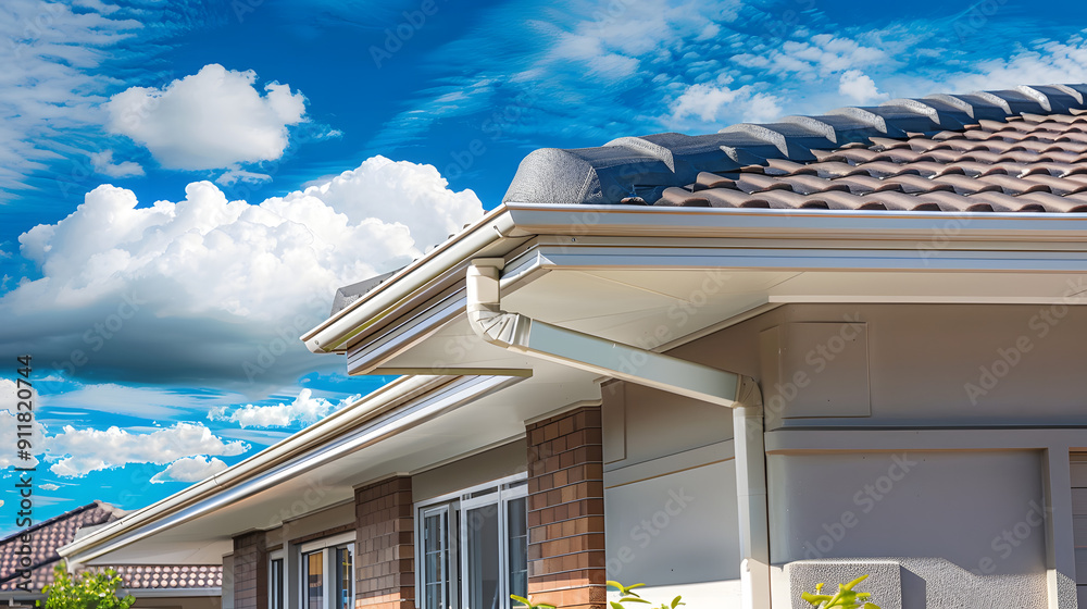 Modern suburban home with a tiled roof featuring a sleek system of ...