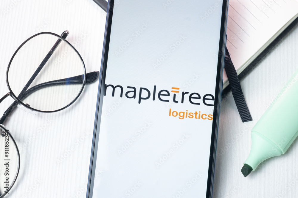New York, USA - 1 August 2024: Mapletree Logistics Trust Logo on Phone Screen, Company Icon on ...