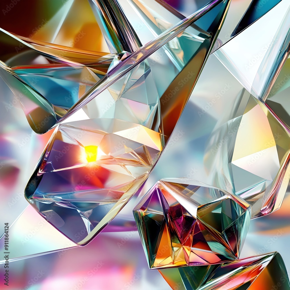 Mesmerizing Holographic 3D Shapes Arrangement with Shifting Colors and ...