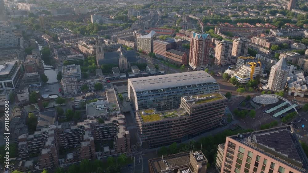 Rotterdam's cityscape at dusk, highlighting its modern architecture ...