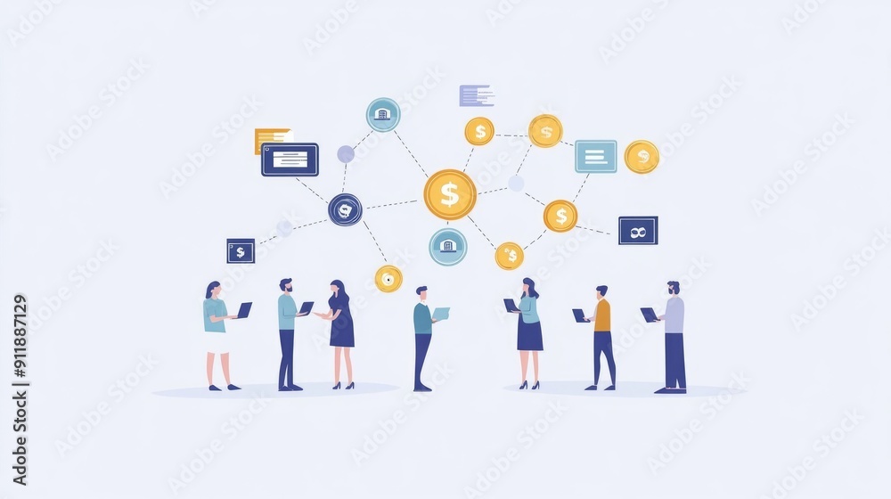 Peer to Peer Lending and Loan Approval Process Illustrated in Flat ...