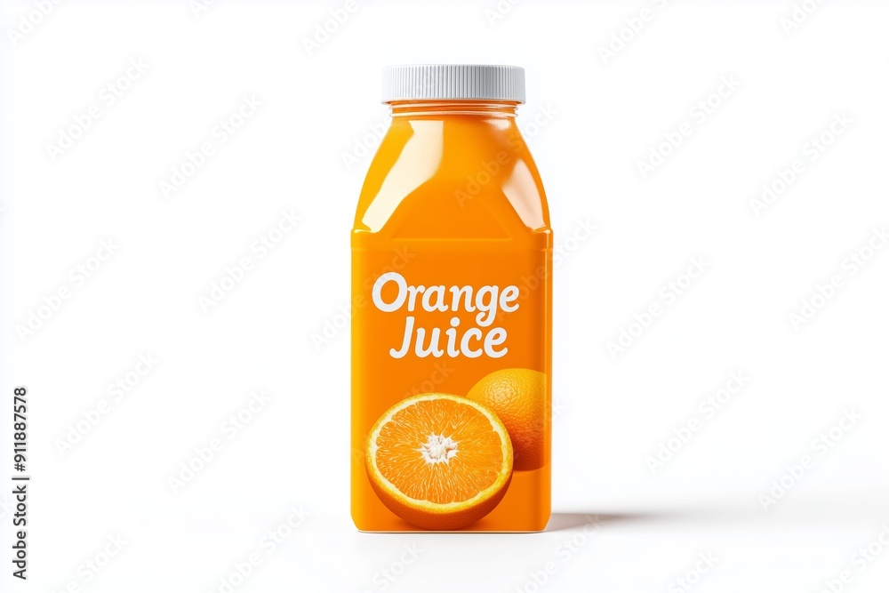 Generic Orange Juice Bottle Container with Label and Text Isolated on ...