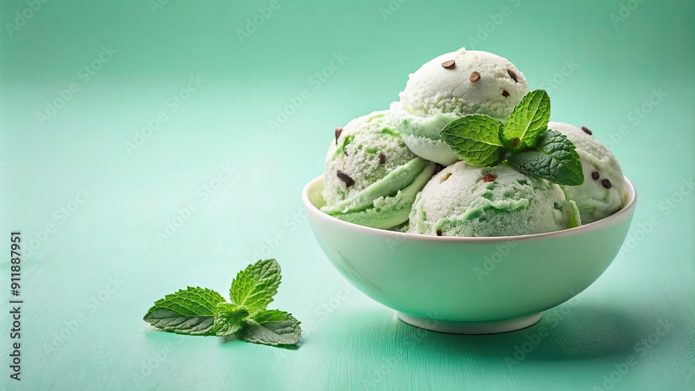 Pixelated mint chip ice cream in a bowl , mint, chip, ice cream ...
