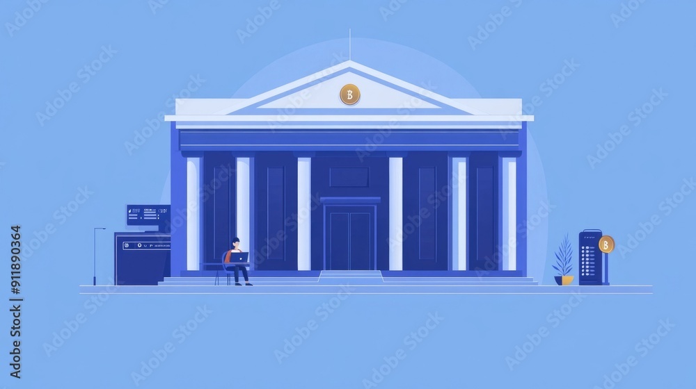 Neobank Services Digital First Banking Flat Design of a Modern Bank ...