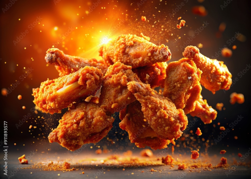 Vibrant, crispy fried chicken wings bursting with explosion of flavors ...