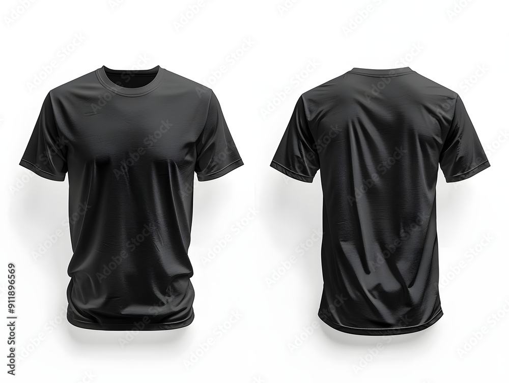 Realistic isolated mockup of blank black T-shirt template, showcasing ...