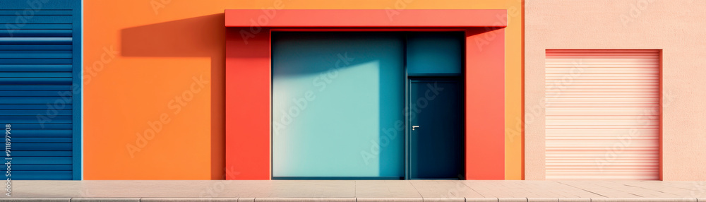 Vibrant exterior of a modern building showcasing bold colors and clean ...