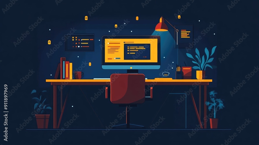 Cozy Coding Workspace with Laptop Monitor and Productivity Tools for ...