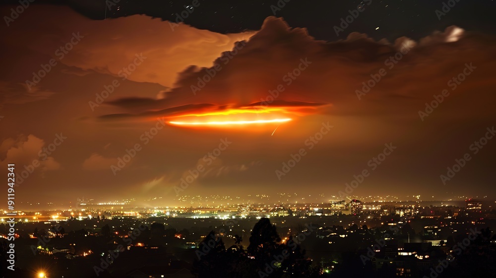 Spectacular Red Plasma Cloud Illuminates Night City Sky with Enigmatic ...