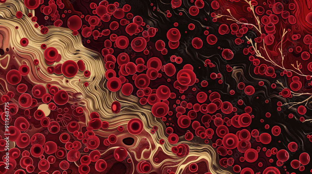 Abstract Pattern of Red Blood Cells. Intricate abstract design ...