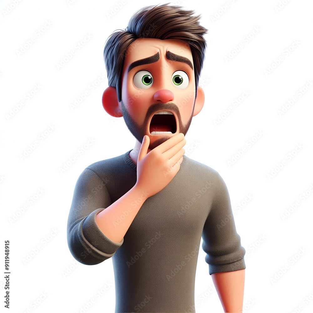 3d charachter Shocked scared amazed cartoon character adult man male ...