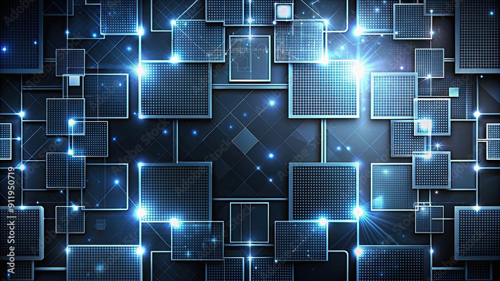 High-tech communication visuals with onyx black squares and abstract ...
