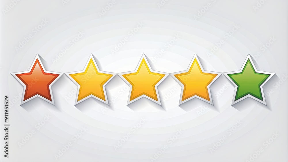 Feedback icons with highlighted star review for customer ratings ...