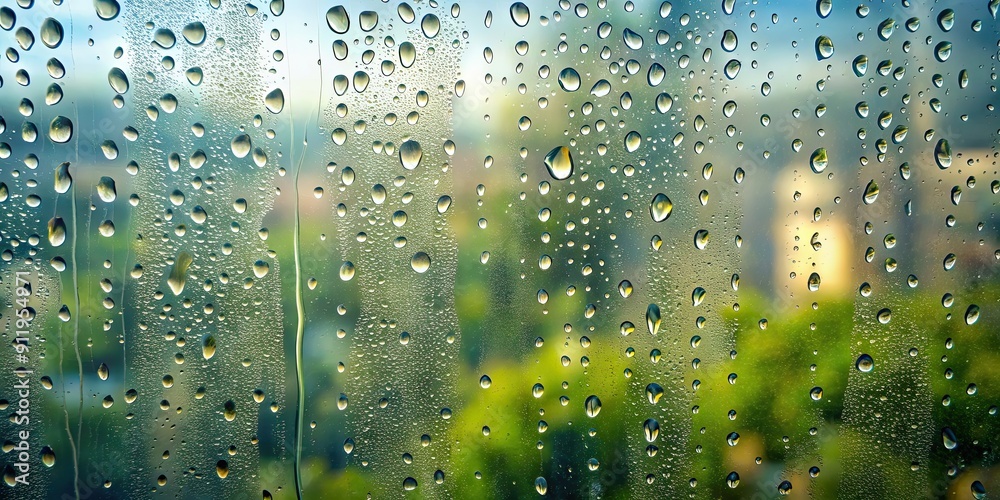 Humidity water droplets on a window in hot weather, ultrarealistic 8K ...