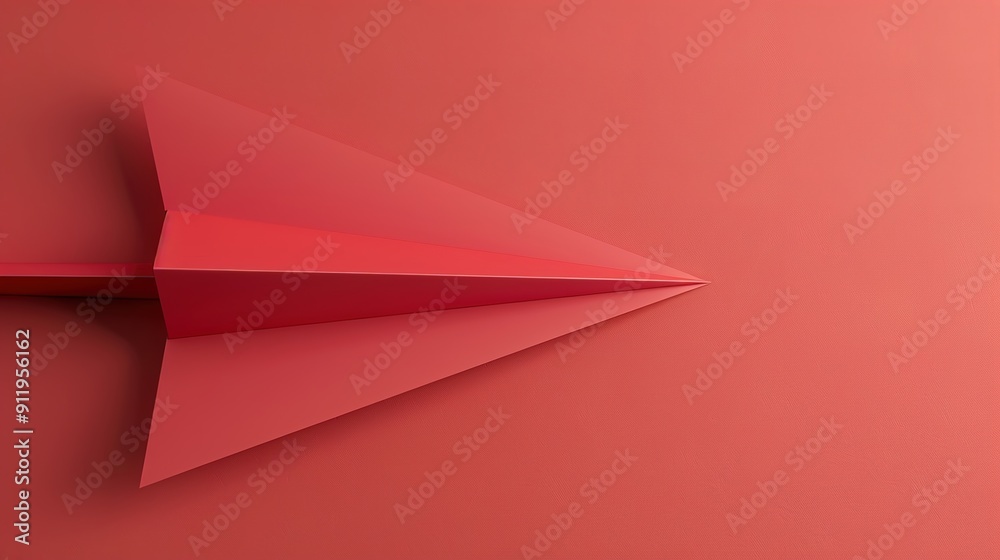 Red Paper Airplane with Rounded Corners and Plastic Effect, Smooth ...