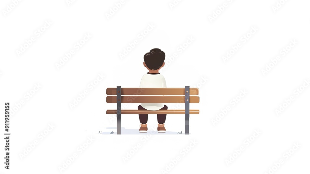 "Patience in Simplicity: Gender-neutral Figure Waiting on a Bench ...