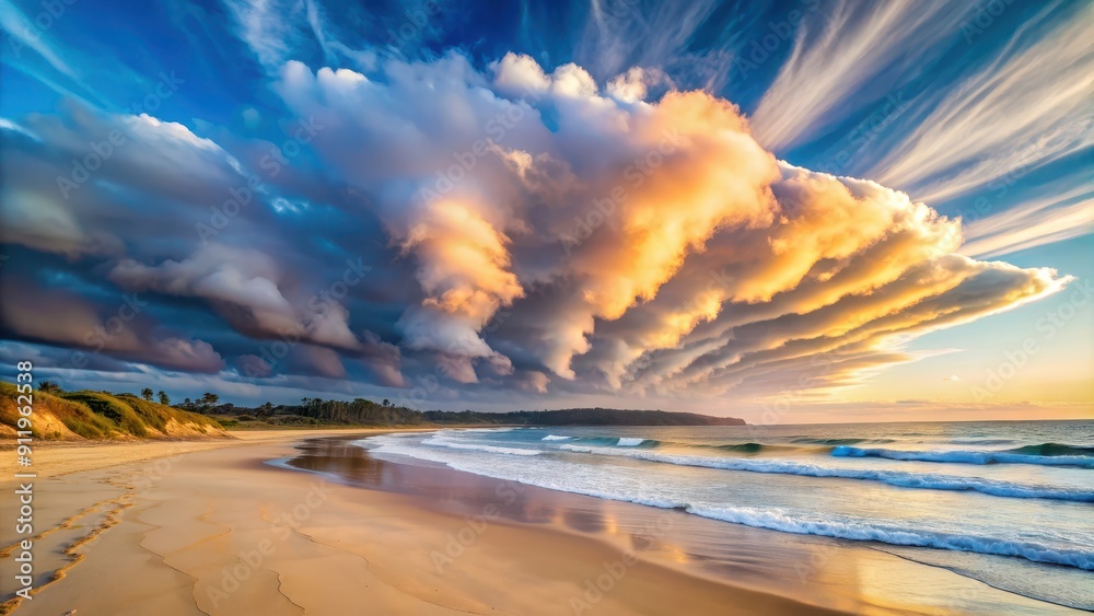 Rare Morning Glory Clouds Appearing Over A Serene Australian Beach