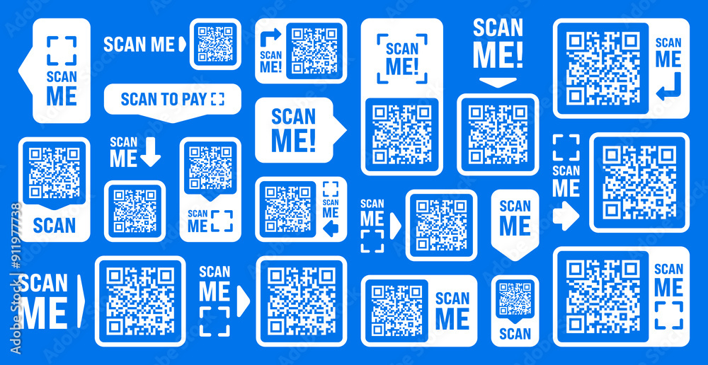 Scan me QR code sticker with text. Online payment. Special offer sale ...